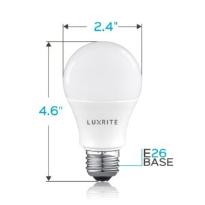 LUXRITE A19 LED Light Bulb 100W Equivalent, 5000K Bright White Non-Dimmable, 1600 Lumens, Standard LED Bulb 15W, E26 Medium Base, UL Listed, Perfect for Table Lamps and Home Lighting (6 Pack)