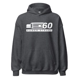 aggressive thread power stroke 6.0 powerstroke diesel truck hoodie sweatshirt dark heather