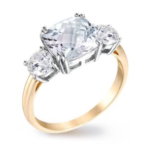 samie collection 3 stone cz engagement ring for women inspired by royal wedding in gold plating, size 9