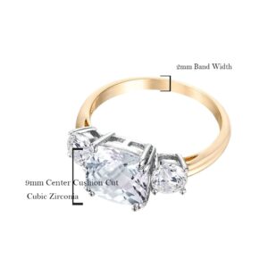 Samie Collection 3 Stone CZ Engagement Ring for Women Inspired by Royal Wedding in Gold Plating, Size 7