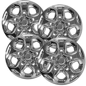 oxgord 17 inch hubcaps compatible with 2010-2012 ford fusion (set of 4) wheel covers, chrome abs wheels- auto tire replacement exterior cap cover - push on