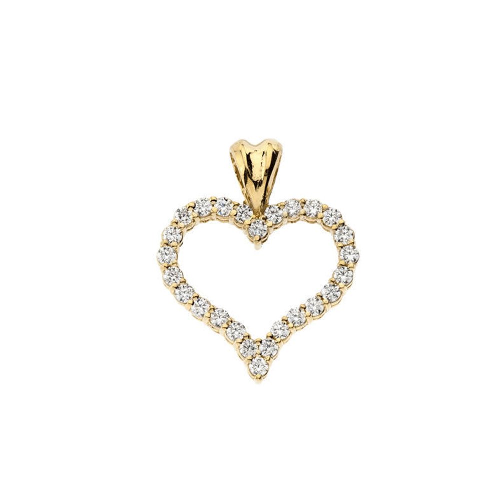 Elegant 14k Open Heart Necklace with .50ct Diamond in Yellow Gold, 18"