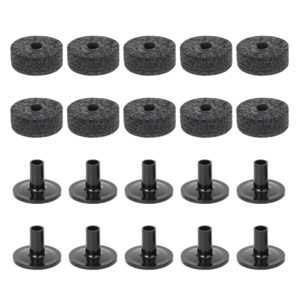 yibuy black drum set replacement parts 15mm thick felt washers & plastic long flanged cymbal sleeves pack of 10