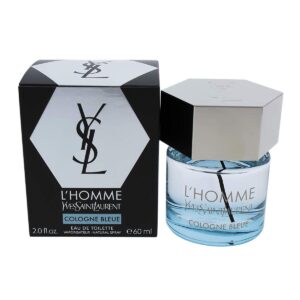 yves saint laurent l'homme cologne bleue for men by eau de toilette 2.0 ounce / 60 ml, 2 fl ounce, multicolor