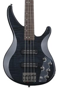 yamaha trbx604 4-string flamed maple bass guitar, translucent black