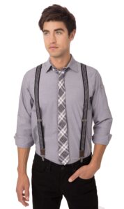 chef works unisex pant suspenders, black gray, one size