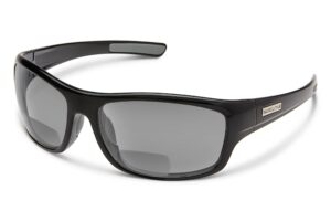 suncloud mens cover polarized reading sunglasses - black frame | polarized gray +2.00 lens