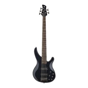 yamaha trbx605 5-string flamed maple bass guitar, translucent black