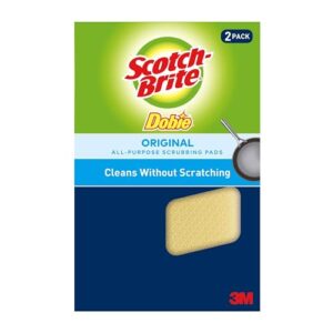 scotch-brite dobie pads, dobie sponge for all purpose cleaning of kitchen, bathroom, and household, non scratch dobie cleaning pads safe for non-stick cookware, 12 dobie pads