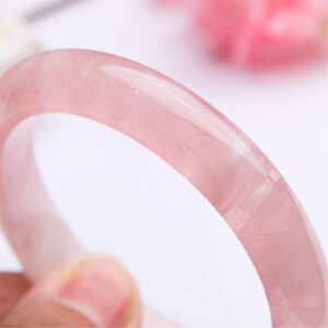 LiZiFang Pink Natural Rose Quartz Crystal Bangle Bracelet Inner Diameter 59mm