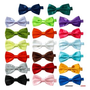 dandiao 20 pcs elegant pre-tied bow ties formal tuxedo bowtie set with adjustable neck band,gift idea for men and boys, medium