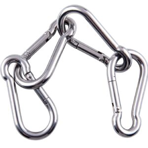 sprookber Stainless Steel Spring Snap Hook Carabiner - 304 Stainless Steel Caribeener Clips, Set of 6