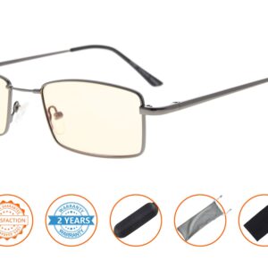 CessBlu Blue Light Filter Glasses Bendable Bridge Computer Eyeglasses Women Men Reading(Gunmetal)+0.75