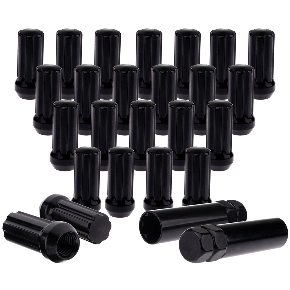 Scitoo 14x2 Wheel Lug Nut,24pcs+2keys Black Lug Nuts with 2 Socket Key,M14x2.0 Lug Nuts Close End 2" Fits for 1997-2014 for Ford for F150 for Ford Expedition Lug Nuts for Lincoln Mark Spline Lug Nuts