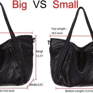 Big Capacity Women Handbags Soft Leather Travel Lady Tote Purses Fashion Woven Work Shoulder Hobo Bag