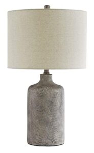 signature design by ashley linus modern 25" ceramic table lamp, natural stone finish