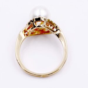 8 mm Pearl Ring AAA CZ Micro Pave Size 5-10 Wedding Jewelry (Gold, 7)