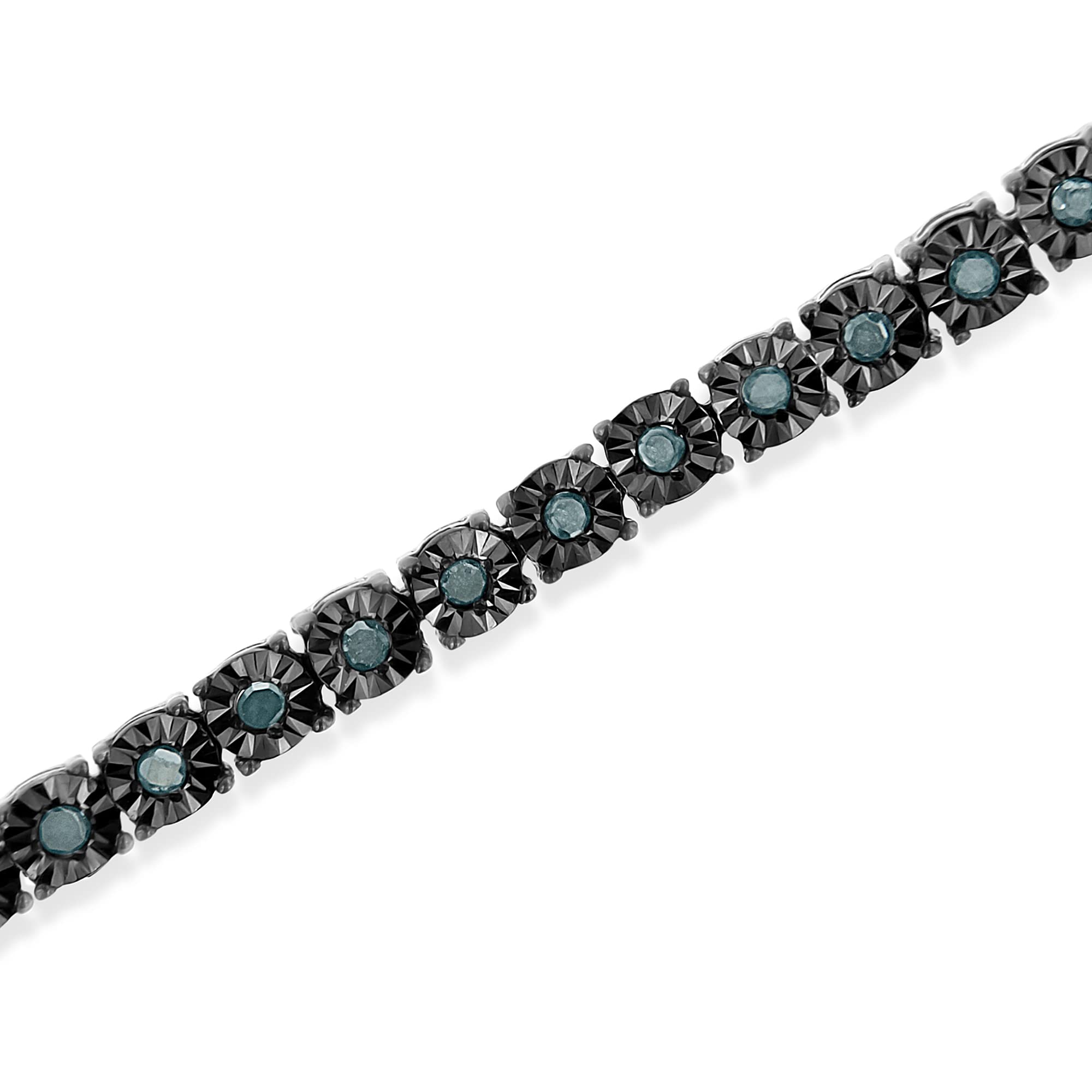 Original Classics Black Rhodium Plated .925 Sterling Silver 1.0 Cttw Diamond Miracle Tennis Bracelet (Enhanced Blue Color, I3 Clarity) - 7"