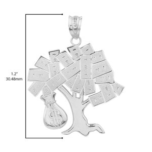 Hip Hop Jewelry .925 Sterling Silver 1-1/4" USD Dollar Money Tree Money Bag Treasure Pendant Charm