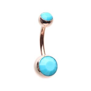 rose gold turquoise double ball inlay wildklass belly button ring