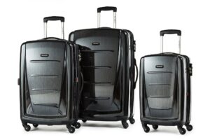 samsonite winfield 2 fashion 3 piece spinner luggage set, telescoping_handle (brushed anthracite)