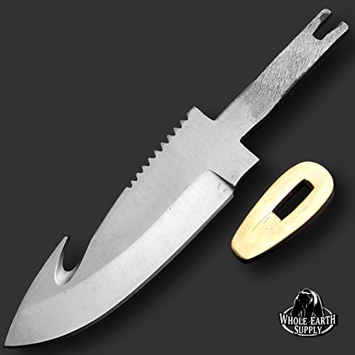 Whole Earth Supply (Set of 2) CUSTOM BLANK Guthook Knife Making Hunter Blade w/Brass Guard Bolster BLSM02