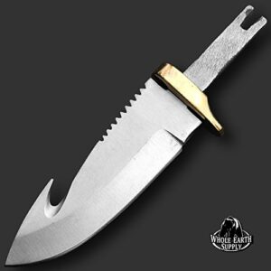 Whole Earth Supply (Set of 2) CUSTOM BLANK Guthook Knife Making Hunter Blade w/Brass Guard Bolster BLSM02