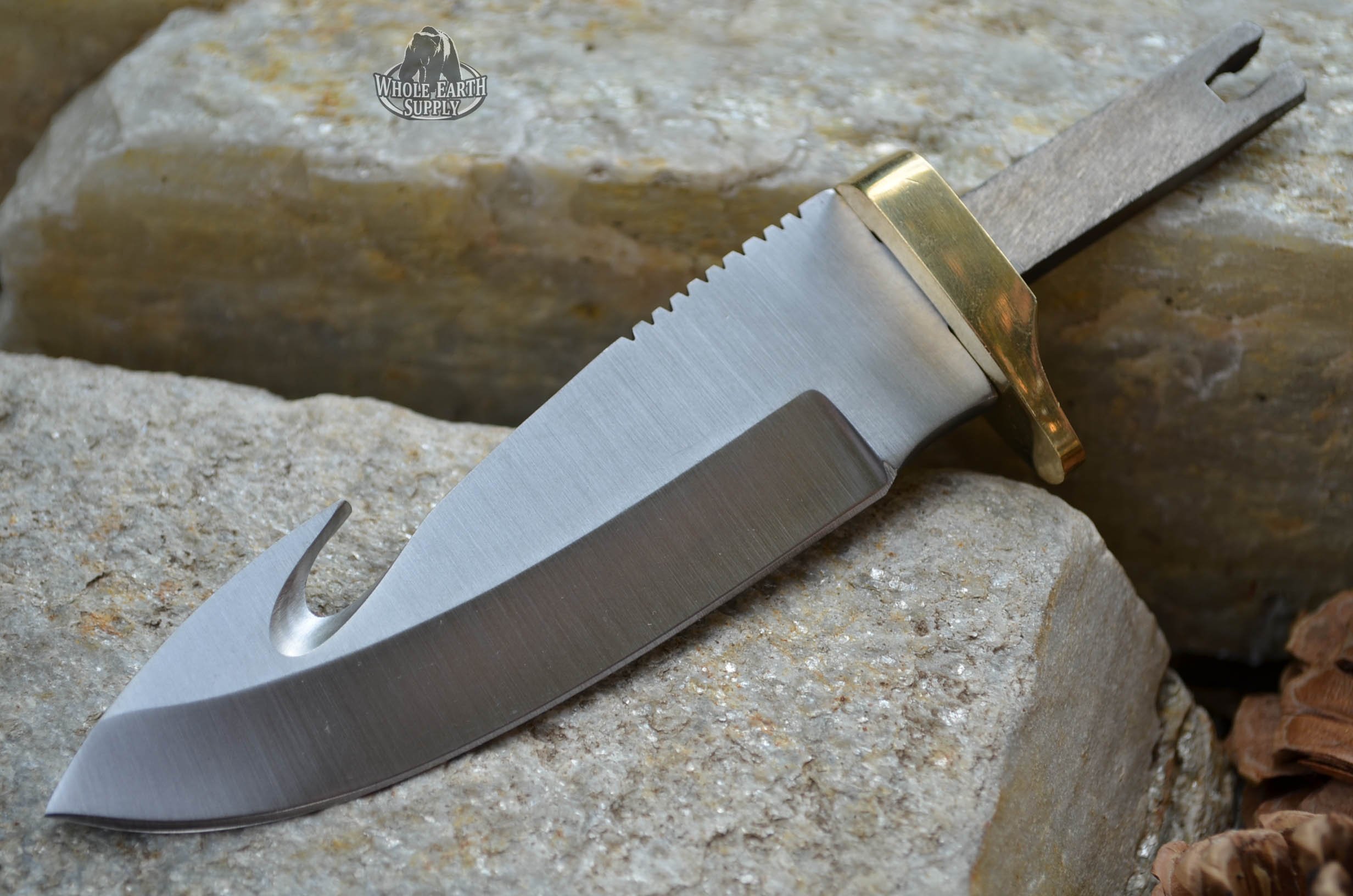 Whole Earth Supply (Set of 2) CUSTOM BLANK Guthook Knife Making Hunter Blade w/Brass Guard Bolster BLSM02