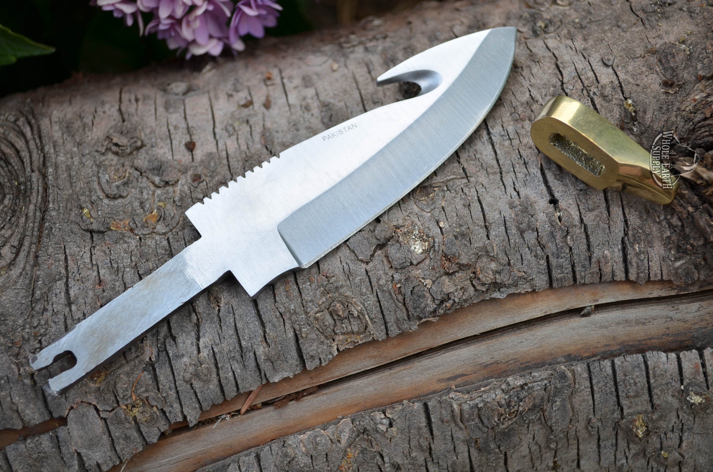 Whole Earth Supply (Set of 2) CUSTOM BLANK Guthook Knife Making Hunter Blade w/Brass Guard Bolster BLSM02