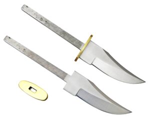 whole earth supply (set of 2) knife blade short clip point skinner knife making blanks w/guard knives hunting hunter bl050