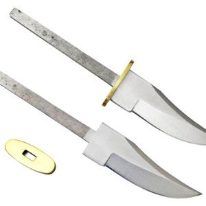 Whole Earth Supply (Set of 2) Knife Blade Short Clip Point Skinner Knife Making Blanks w/Guard Knives Hunting Hunter BL050