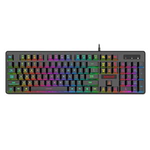 redragon k509 rgb-backlit gaming keyboard,104 keys wired mechanical feeling low profile quiet keyboard, spill-resistant, anti-ghosting, compatible with windows,macos, ps4/5, xbox. black