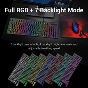 Redragon K509 RGB-Backlit Gaming Keyboard,104 Keys Wired Mechanical Feeling Low Profile Quiet Keyboard, Spill-Resistant, Anti-Ghosting, Compatible with Windows,macOS, PS4/5, Xbox. Black