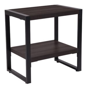 flash furniture thompson collection charcoal wood grain finish end table with black metal frame