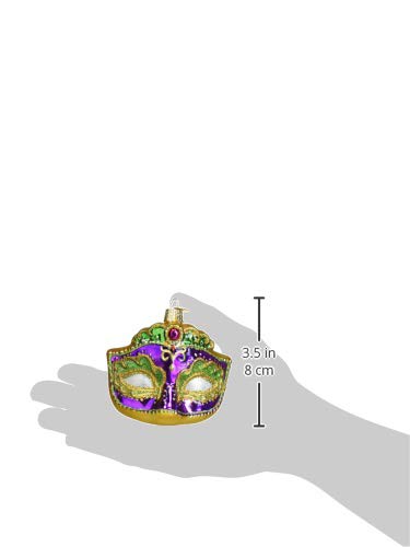 Old World Christmas 36241 Cities, Places and Landmarks Glass Blown Ornaments for Christmas Tree Mardi Gras Mask, 3 X 3 X 2.5