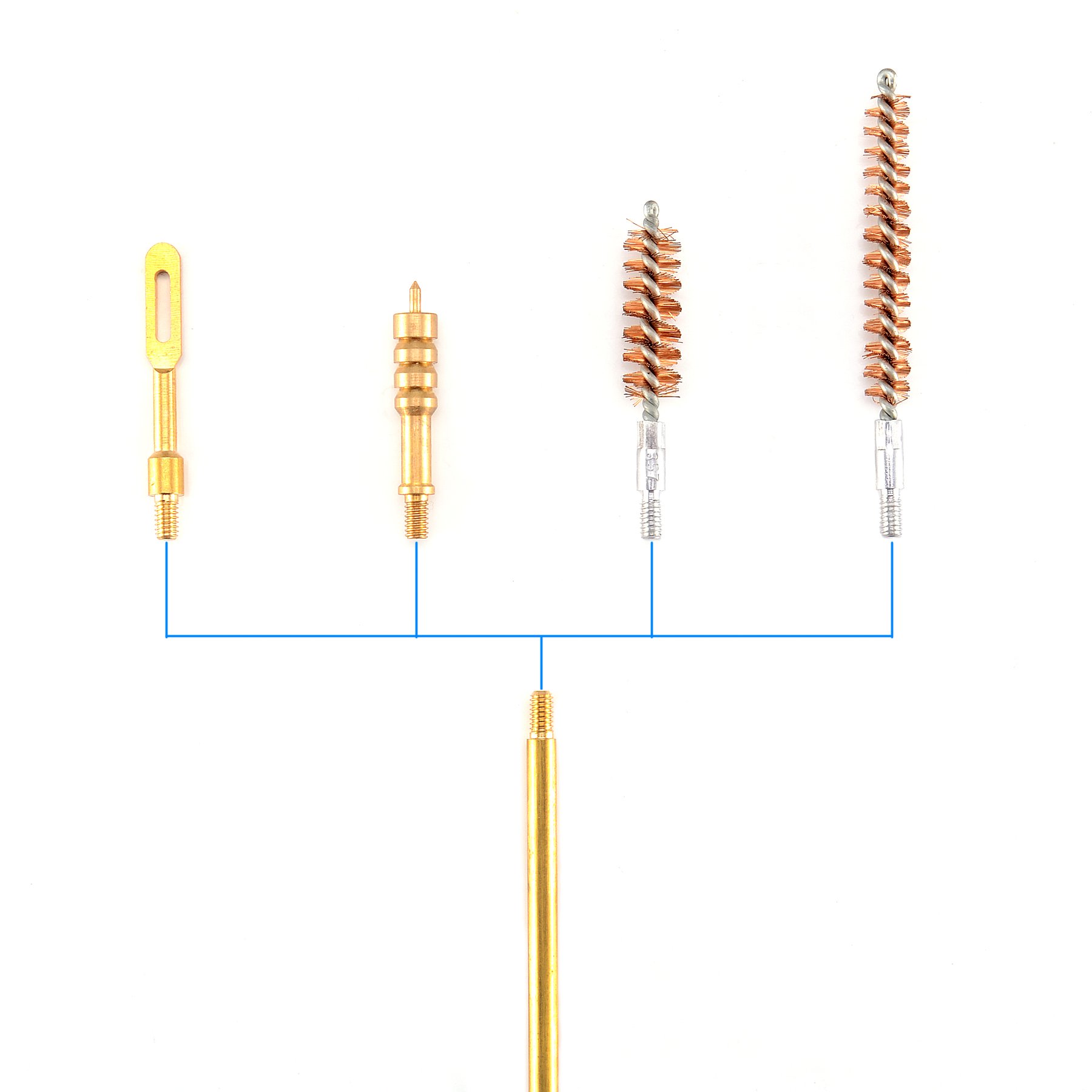 Handgun Rifle Cleaning Kit .22, 30, 243, 280, 40, 45, 357/9mm/.38 Multi-Caliber Bore Brushes Brass Jags Boosteady