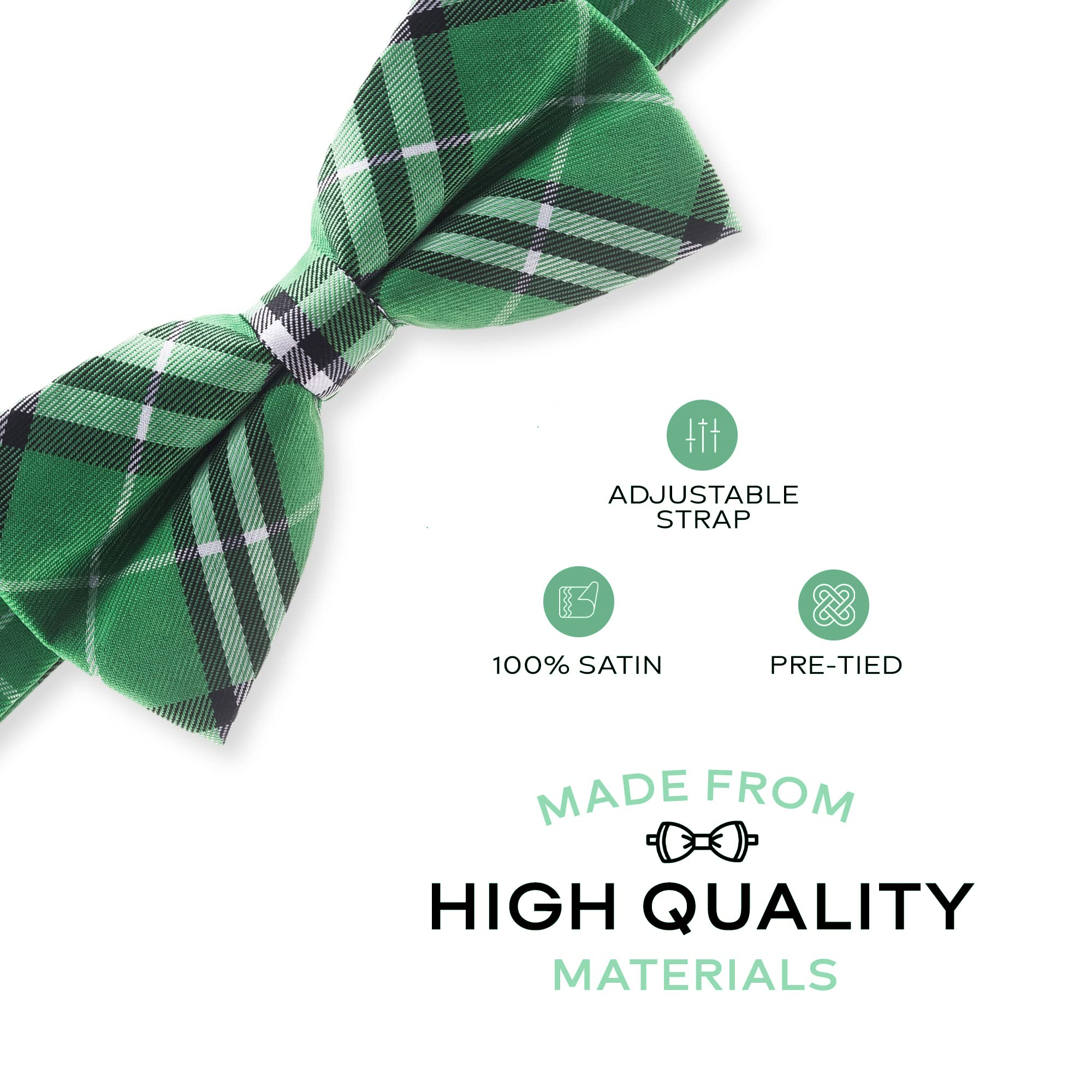 Man of Men Green Bow Ties for Men, Green Bow Tie, Green Bowtie - Green Plaid