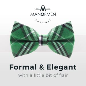 Man of Men Green Bow Ties for Men, Green Bow Tie, Green Bowtie - Green Plaid