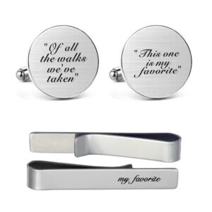 mueeu father wedding cufflinks engraved of all the walks we have take this one is my favorite round cuff link tie clip tacks