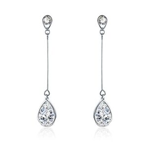 sbling platinum-plated cubic zirconia teardrop earrings, 3.9 cttw, teardrop