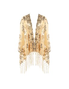 babeyond 1920s shawl wraps sequin fringed evening cape wedding bridal shawl scarf for evening dresses party (gold)