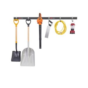 rubbermaid fasttrack garage storage utility hooks, all in one rail hook kit and tool organizer, 8 piece, heavy duty for wall/shed/garden