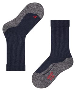 falke unisex kids active warm hiking socks, crew, sweat wicking, sporty winter clothes, thick breathable, merino wool, blue (marine 6120), 10-12.5, 1 pair