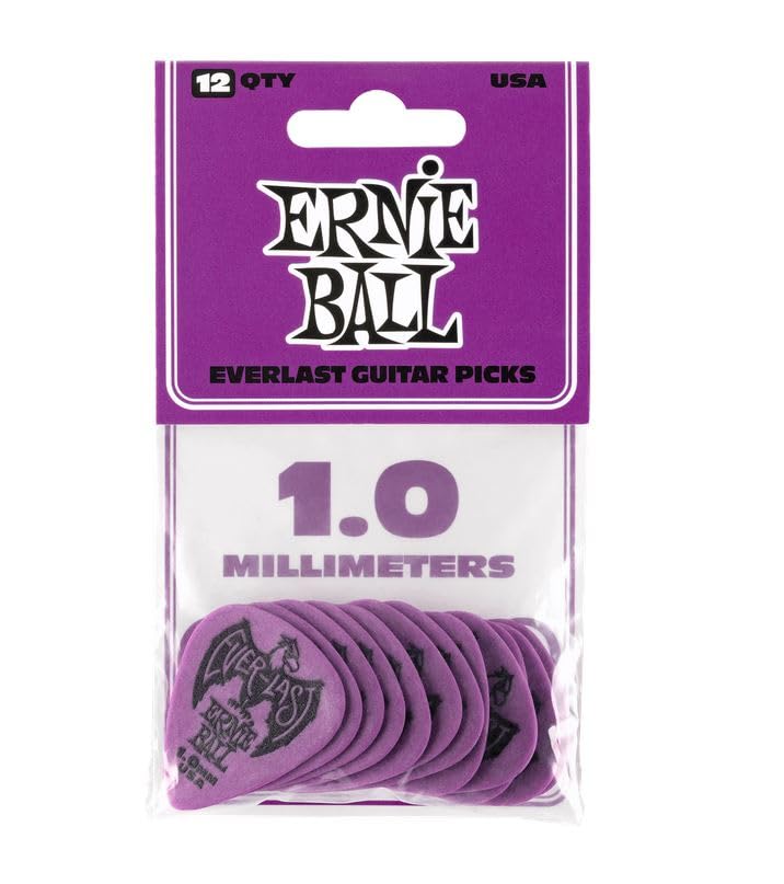 Ernie Ball Everlast Guitar Picks, Purple 1.0mm, 12-pack (P09193)