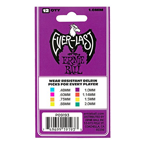 Ernie Ball Everlast Guitar Picks, Purple 1.0mm, 12-pack (P09193)