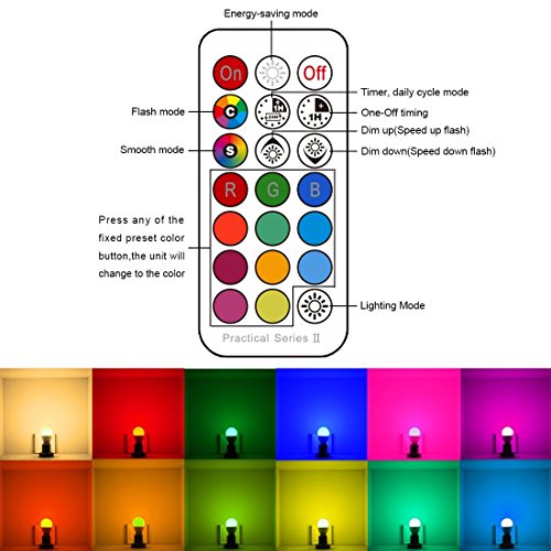 ILC Par16 LED Light Bulbs 40 Watt Equivalent Color Changing E26 Screw 45°, 12 Colors Dimmable Warm White 2700K RGB LED Spot Light Bulb with 5W Remote Control,(Pack of 4)