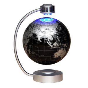 magnetic levitation floating globe nhsunray 8'' levitation rotating ball led illuminated world map earth for desktop office home decor (black)