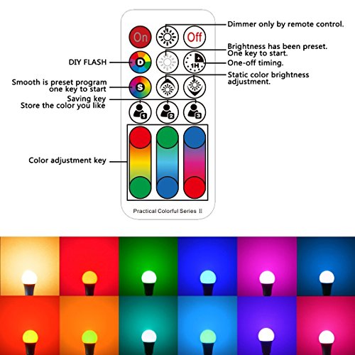 ILC Color Changing LED Light Bulb, 120 Colors, 2700K Warm White, 70 Watt Equivalent, DIY Strobe, RGB with Remote Control, LED 10W A19 E26 Screw (Pack of 2)