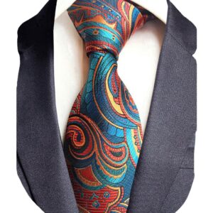 GUSLESON Mens Floral Tie Fashion Necktie for Wedding Party (0694-05)