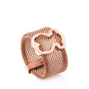 tous icon mesh 925 rose vermeil and ip steel ring